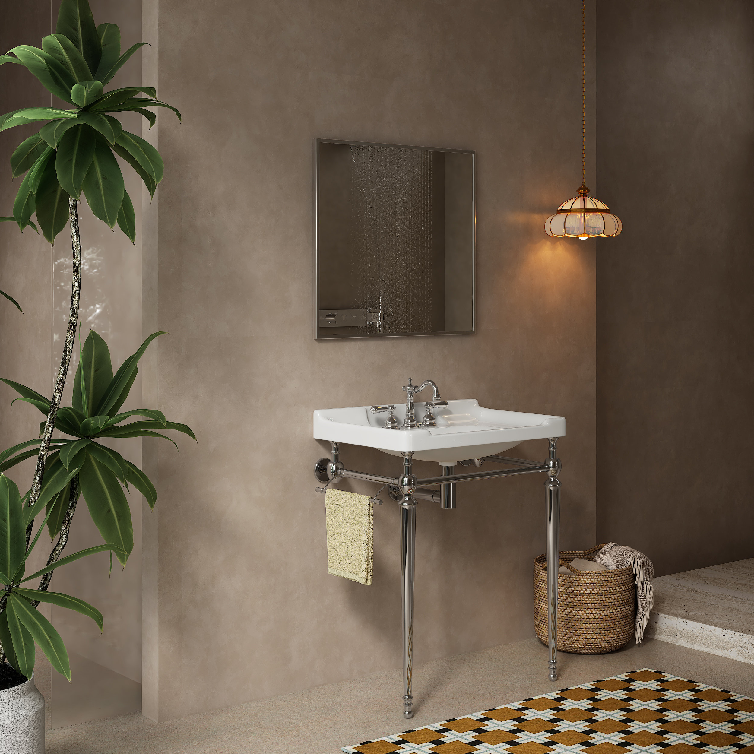 Charlton Home® Vici 28" Bathroom Console Sink, Wall-mounted White Ceramic Vanity Basin With 3 ...